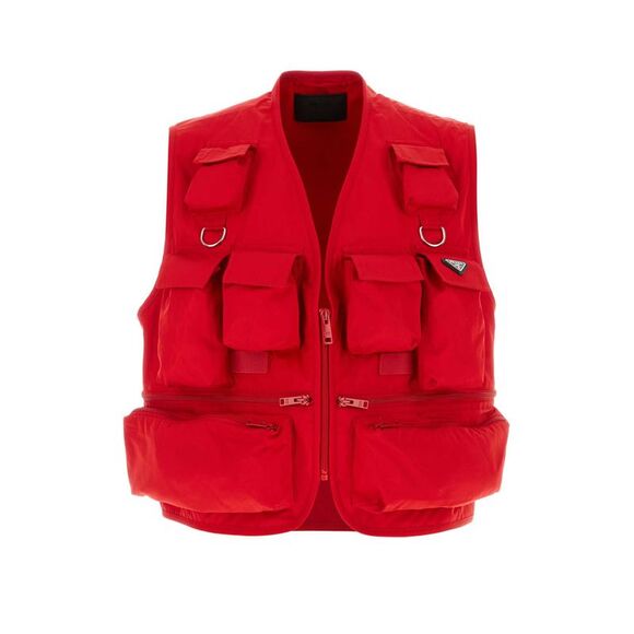 Prada | Jackets & Coats | Prada Red Poplin Vest | Poshmark